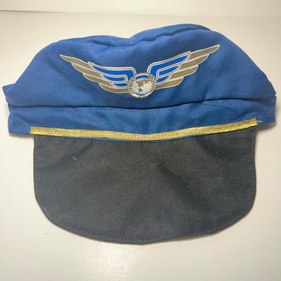 Accessories | Vintage Airline Crew Pilot Cap Blue Uniform Hat Gold Wing ...